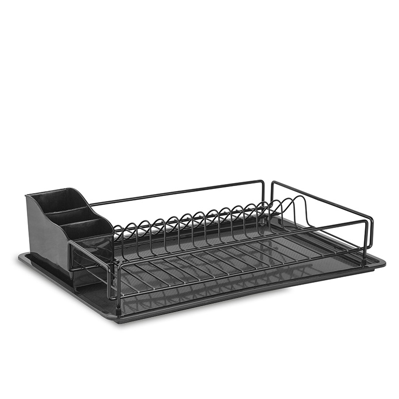 Πιατοθήκη 48x33x12cm INOX 14 θέσεων μαύρη - Oikoset